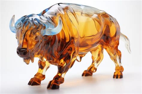 Premium Photo Glass Bull Figurine On White Background