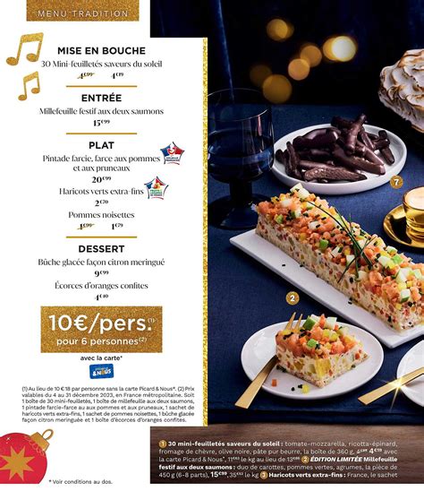 Promo Menu Tradition Mise En Bouche Entrée Plat Dessert chez Picard
