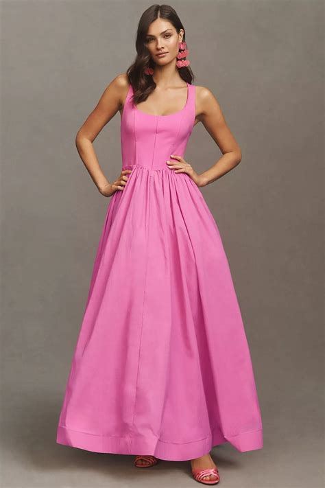 Bhldn Jemma Scoop Neck Corset Fit And Flare Maxi Dress Maxi Dress Fit