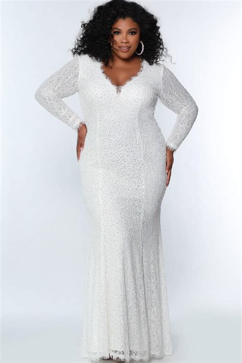 Jet Sydneys Closet Jk2104 Long Sleeve Plus Size Formal Evening Gown For