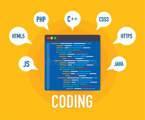 programming web development concept code on the screen laptop vector