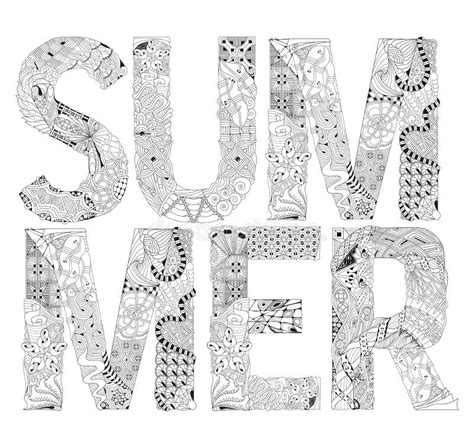 Word Summer For Coloring Vector Decorative Zentangle Object Stock