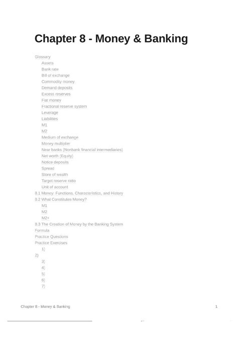 Chapter 8 Money And Banking Notes Econ 112 Principles Of