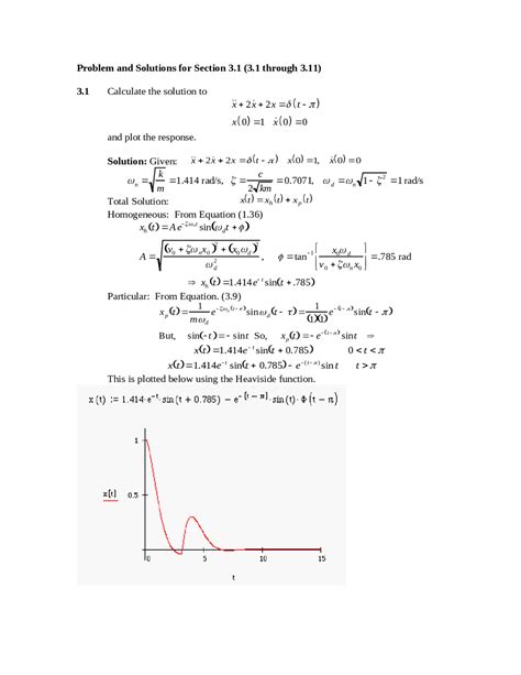 Homework 6 Solutions Dynamic And Vibrations Systems Me 3504 Docsity