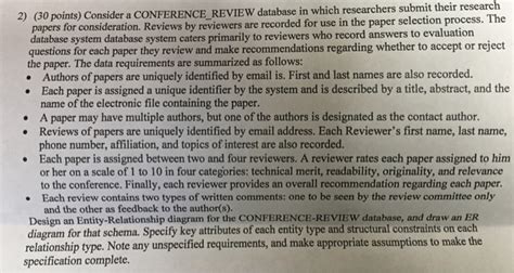 Solved 2 30 Points Consider A Conference Review Database