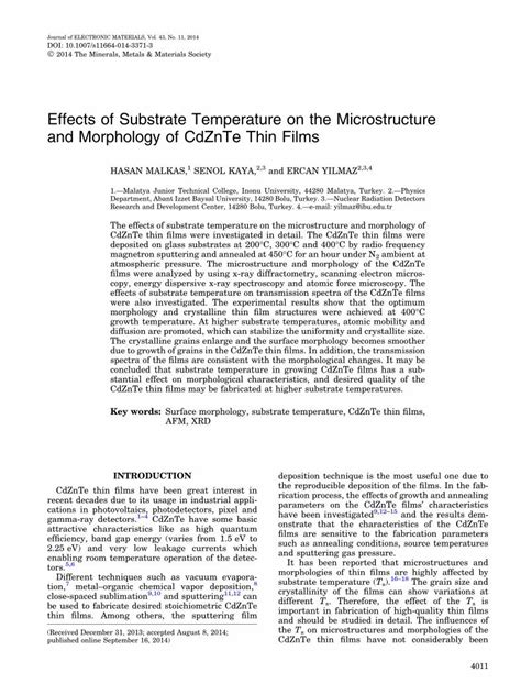 Pdf Effects Of Substrate Temperature On The Microstructure And