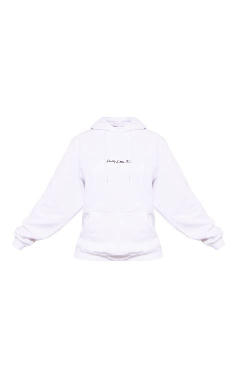 Plt White Oversized Sweat Basic Hoodie Sweat Prettylittlething Usa