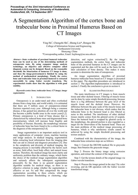 Pdf A Segmentation Algorithm Of The Cortex Bone And Trabecular Bone