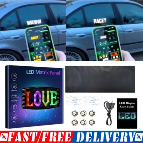 Led Matrix Panel Usb Scrolling Bright Car Rgb Light Signs App Control