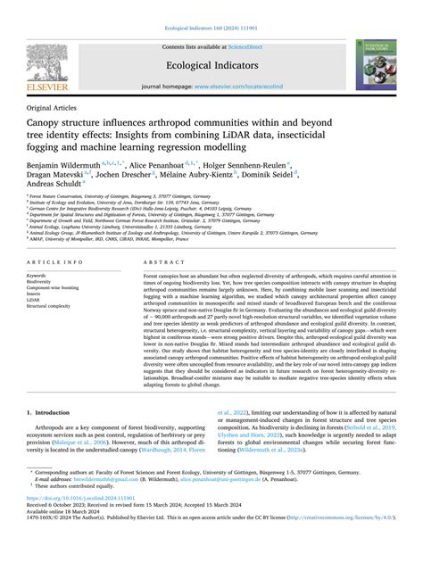 Pdf Canopy Structure Influences Arthropod Communities Within And