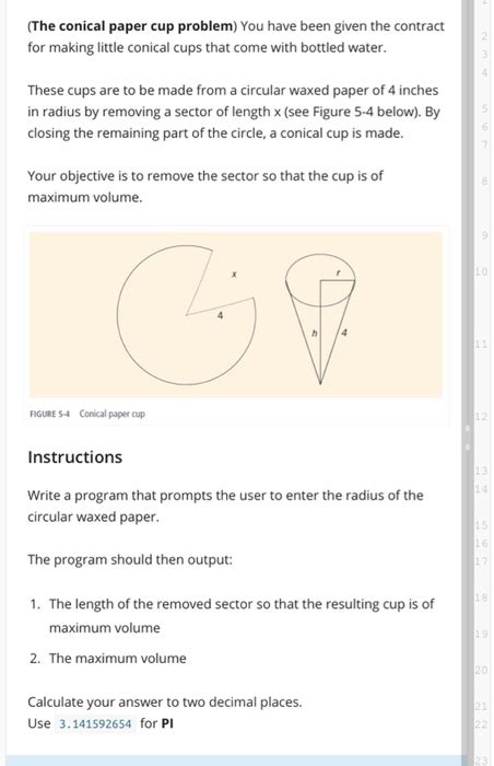 Solved The Conical Paper Cup Problem You Have Been Given Chegg