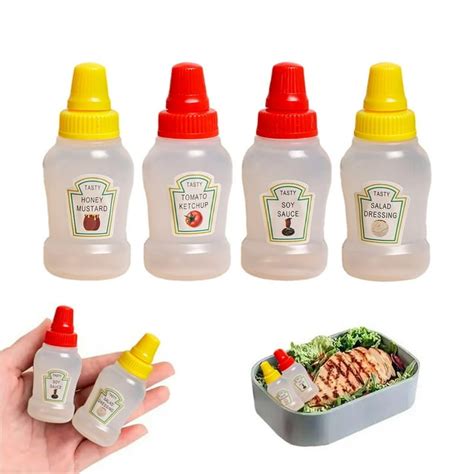 Cyrdddb 4 Pack 25ml Mini Condiment Containers Mini Ketchup Bottles