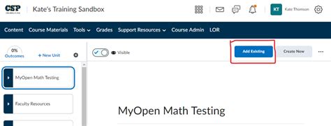 Connecting MyOpenMath To A Primary Course CSP IT Ticketing