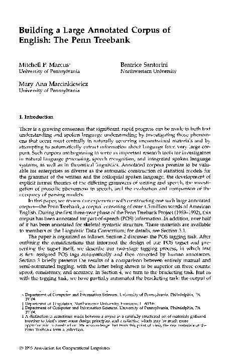 pdf building a large annotated corpus of english the penn treebank