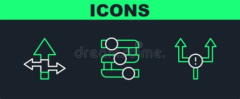 Set Line Arrow And Graph Chart Diagram Icon Vector Stock Illustration Illustration Of