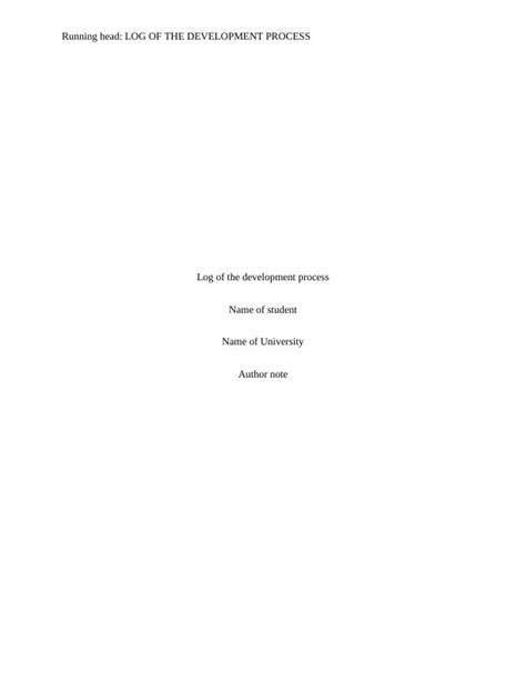Log Of The Development Process Desklib
