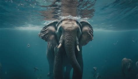 Premium Ai Image Elephant In Water Ai Generative