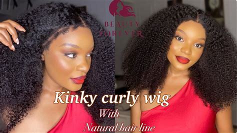 Realistic And Natural Edges Kinky Curly Wig No Adhesive Install 4c