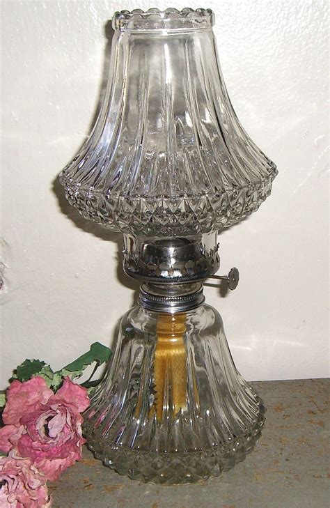 Reserved For Iris Vintage Oil Lamp Clear Glass Gorgeous