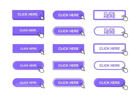 Click Here Button With Hand Cursor Hand Pointer Clicking Vector