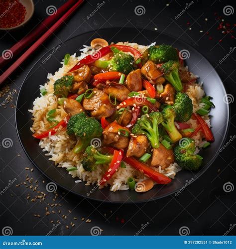 Stir Fried Chicken With Vegetables Stock Image Image Of Food Rice