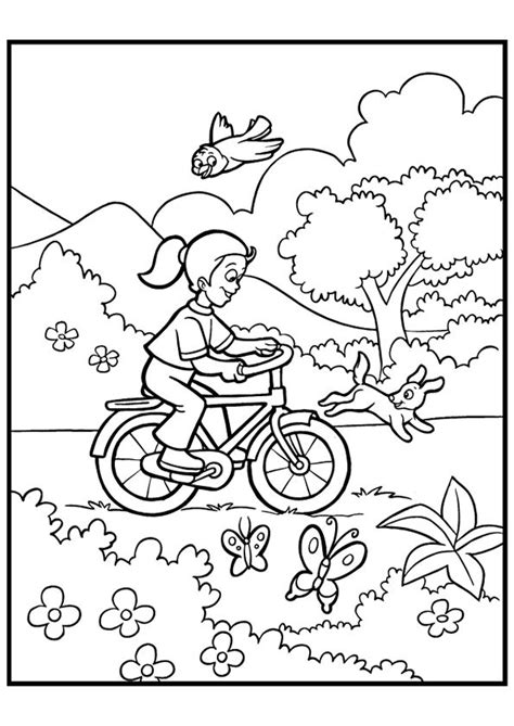 Kleurplaat Meisje Op Fiets