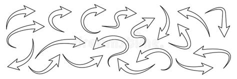 Curve Arrow Vector Icons Set Round Arrow Up And Arrow Down Black Line Symbols Stock Vector