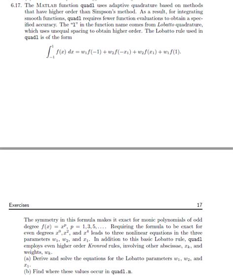 617 The Matlab Function Quadl Uses Adaptive