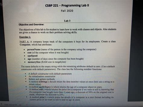 Solved CSBP 221 Programming Lab II Fall 2020 Lab 3 Chegg