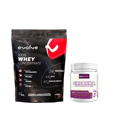 100 Whey Concentrado 840g Creatina 100g Muscle Suplementos