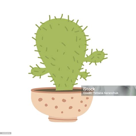 귀여운 선인장과 흰색 배경에 냄비에 즙이 많습니다 벡터 일러스트레이션 가정의 방에 대한 스톡 벡터 아트 및 기타 이미지 가정의 방 갈색 개화기 Istock