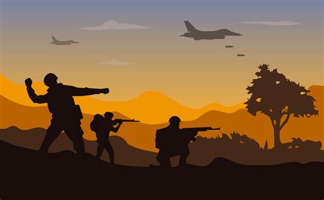 Ilustración De Vector Militar De Guerra Fondo Del Ejército Silueta De