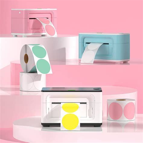 원형 열 스티커 라벨 자체 접착 원형 직접 열 라벨 Diy 로고 디자인 이름 태그 사무용품 50mm 문구 스티커