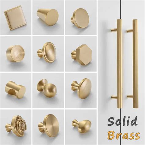 Koppalive Modern Luxury Solid Brass Furniture Cupboard Drawer Pull Knob Brushed Gold Kitchen
