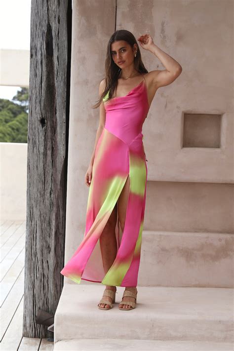 The Wolf Gang Makena Maxi Dress Pink Fortunate One