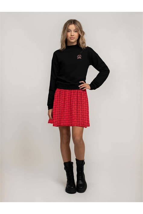 Nikandnik Rok Rosa Van Gerecycled Polyester Rood Zwart Wehkamp