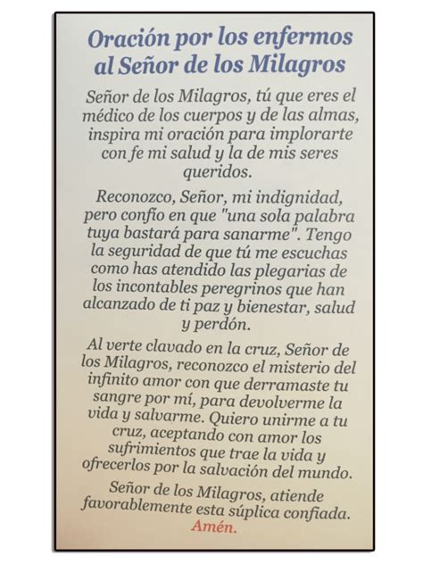 Oración Del Señor De Los Milagros Para Los Enfermos 》 La Luz De La