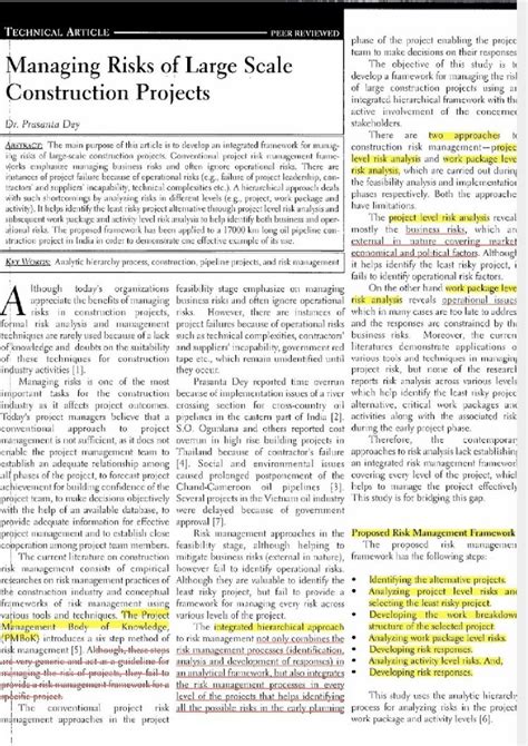 Pdf Managing Risks Of Large Scale Construction Projects Dokumentips