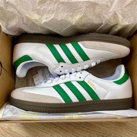 New Adidas Samba Og Sneaker Shoes White Green Gum In 2024 Casual