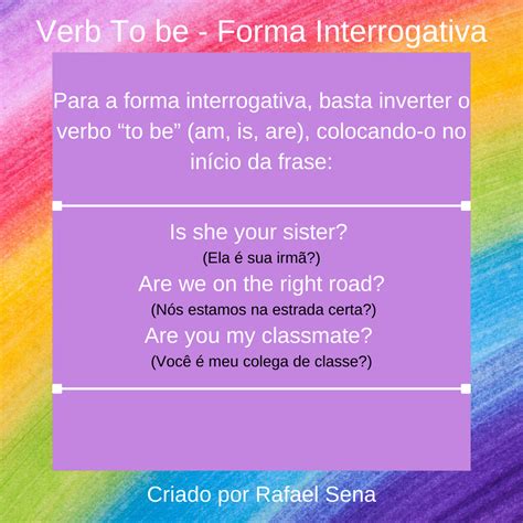 Verbo To Be Forma Interrogativa Inglês