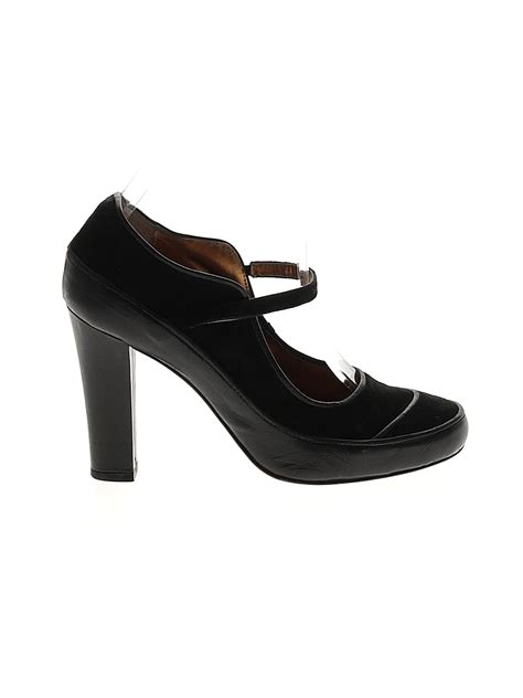 Assorted Brands 100 Leather Solid Black Heels Size 375 Eu 62 Off