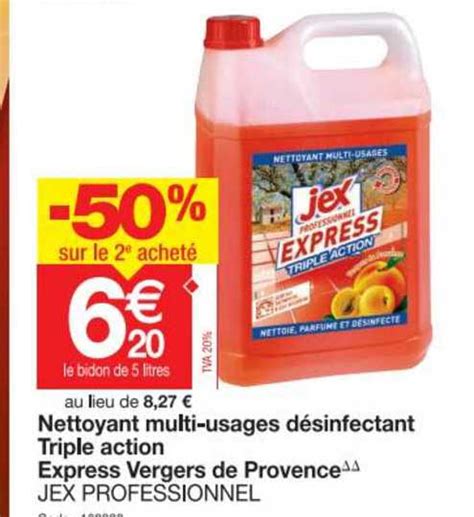 Promo Nettoyant Multi usages Désinfectant Triple Action Express Vergers De Provence Jex
