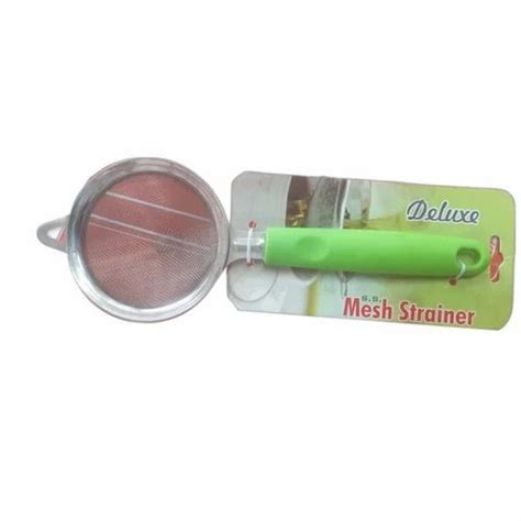 Size 8 Inch Silver And Green Ss Mesh Tea Strainer For Home Finishing