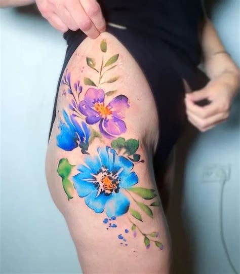 Flower Tattoo On Hip