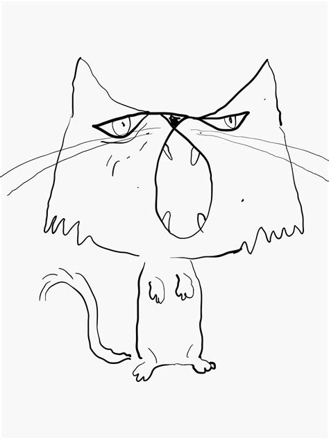 Simple Cute Cat And Pussy Drawings Sticker For Sale By Bensalvo Redbubble
