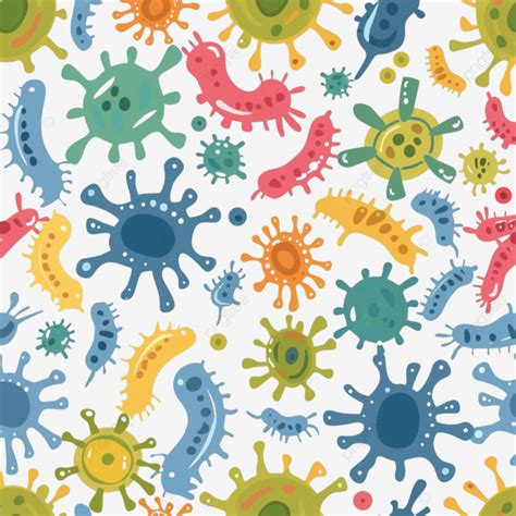 Germs Viewed By Microscope Seamless Pattern Vector Germs Microscope