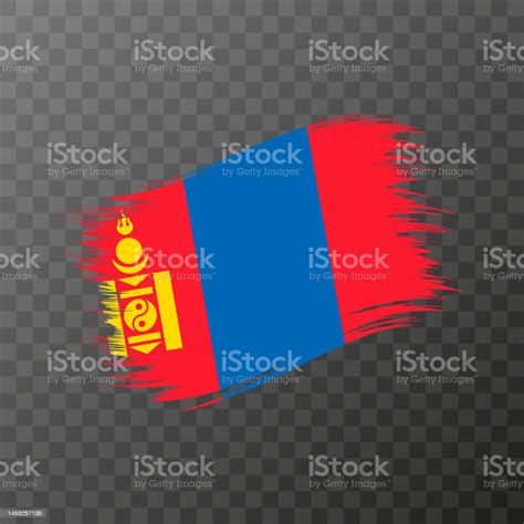 몽골 국기입니다 그런지 브러시 스트로크 투명 한 배경에 벡터 그림입니다 0명에 대한 스톡 벡터 아트 및 기타 이미지 0명