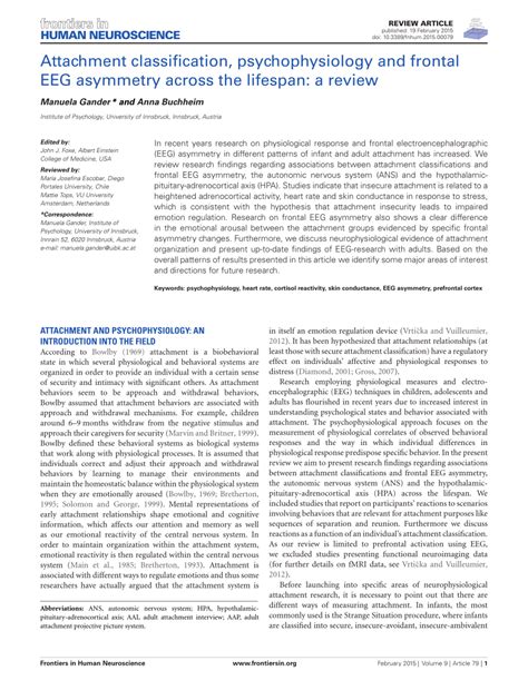 Pdf Attachment Classification Psychophysiology And Frontal Eeg