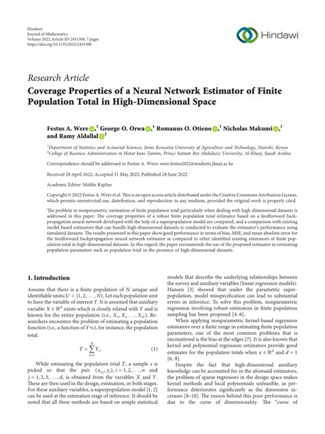 Pdf Coverage Properties Of A Neural Network Estimator Of Finite Population Total In High