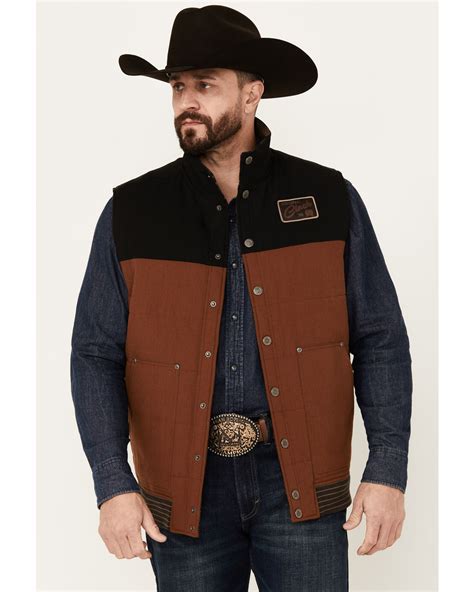 Cinch Mens Reversible Southwestern Print Quilted Vest Brown